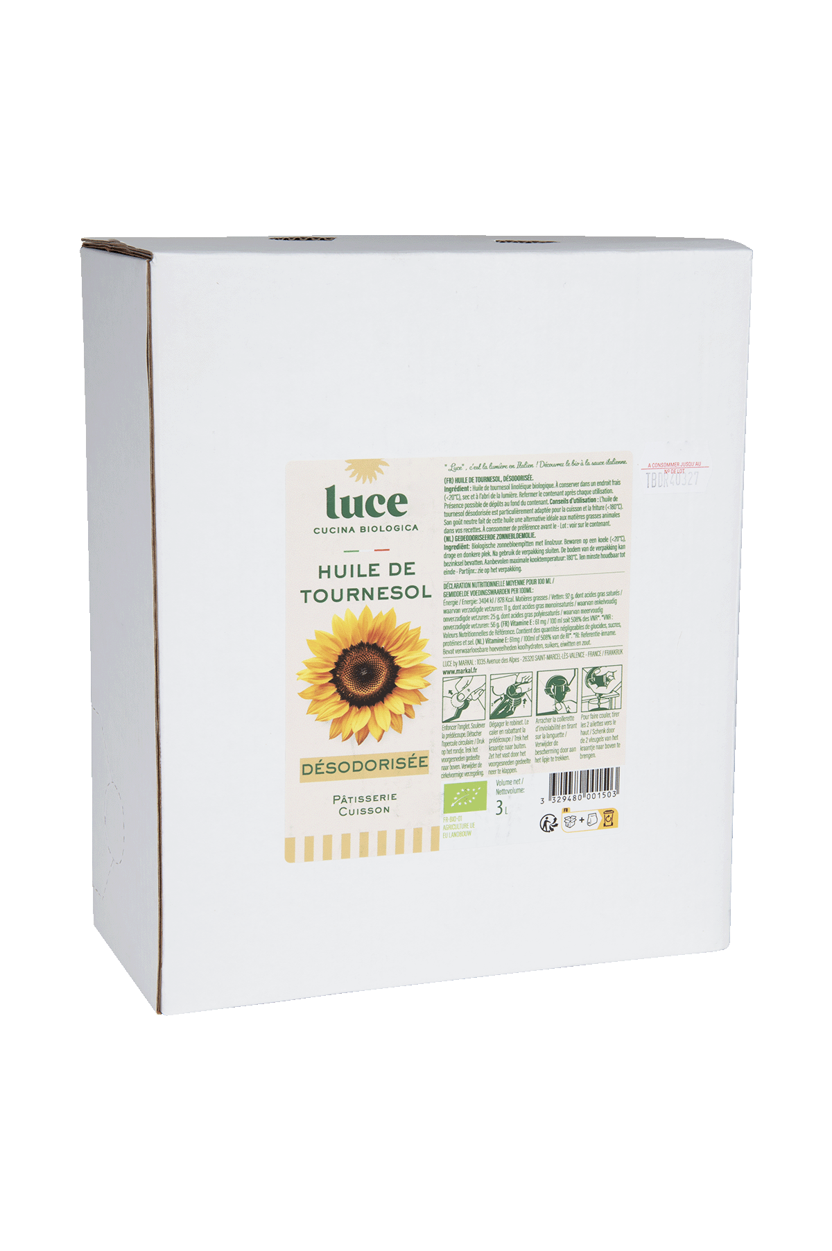 Huile de tournesol désodorisée Luce bio